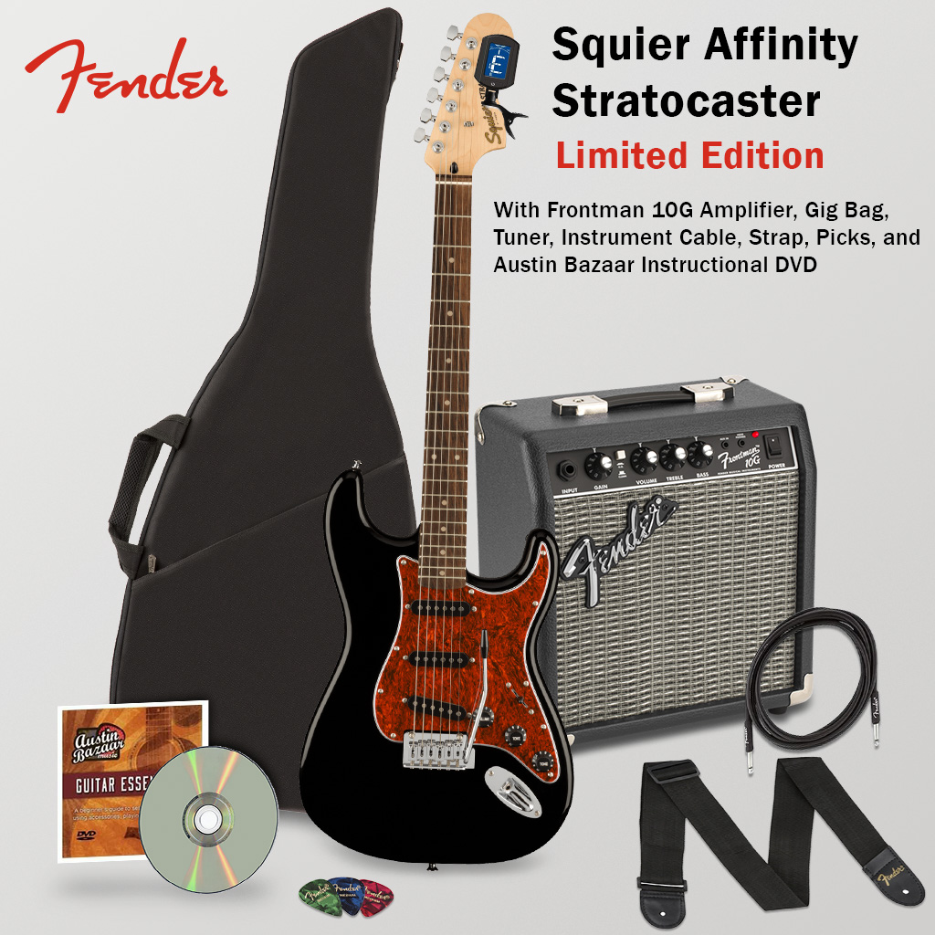 Fender Squier Affinity Stratocaster - Black Limited Edition Tortoise ...